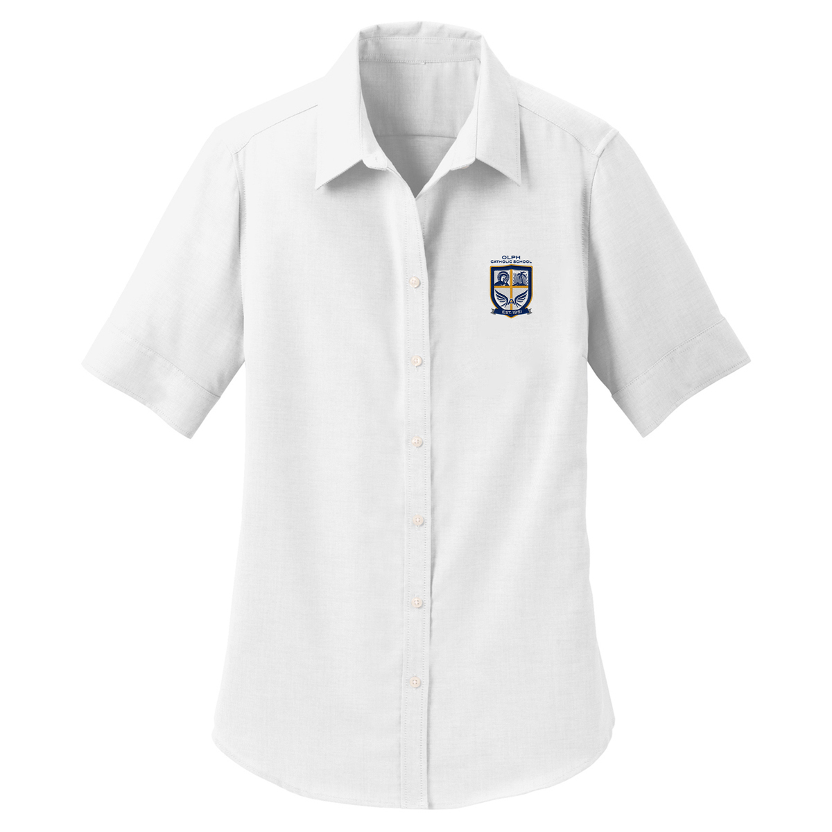 Girls Fitted Oxford Shirt w/ OLPH Fiberlok Logo Mandatory for Mass Gra ...