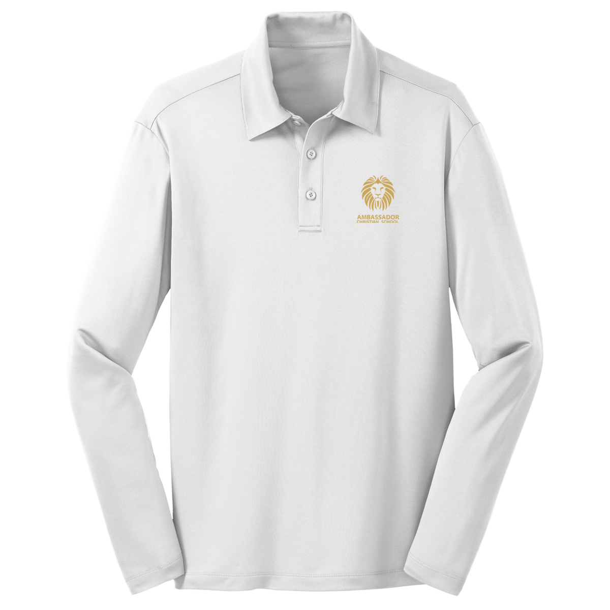 Basic Long Sleeve Knit Polo w/ Ambassador Christian School Embroidered ...